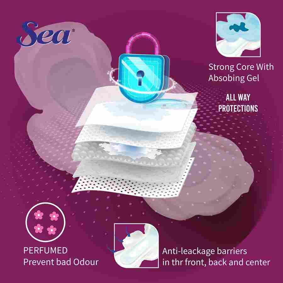 SEA Sanitary Pad For Women | 72 XXL Ultra Thin Pads | Organic Cotton ...