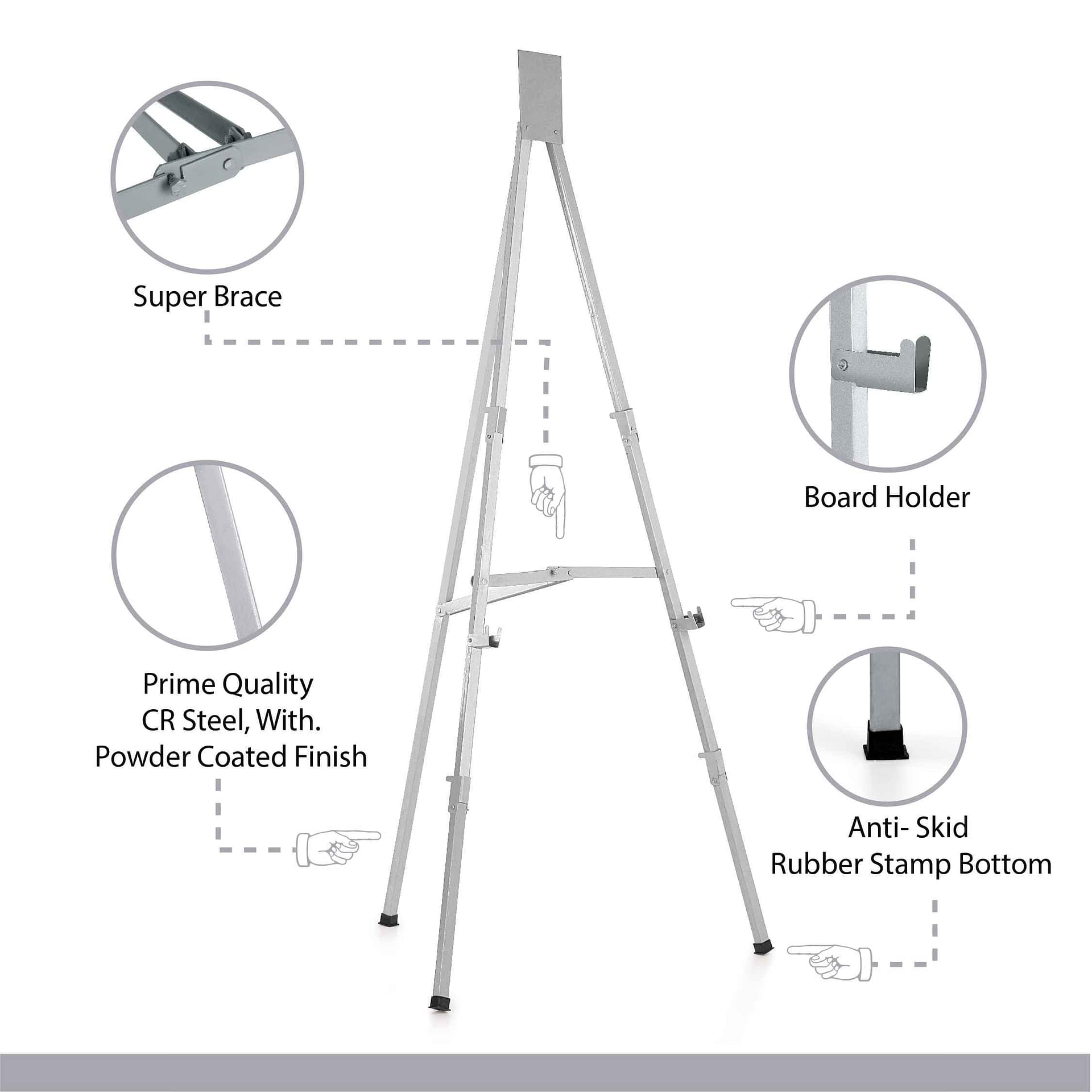 Eduway Heavy Duty Folding Easel Stand 5 Feet for White Board | Black ...