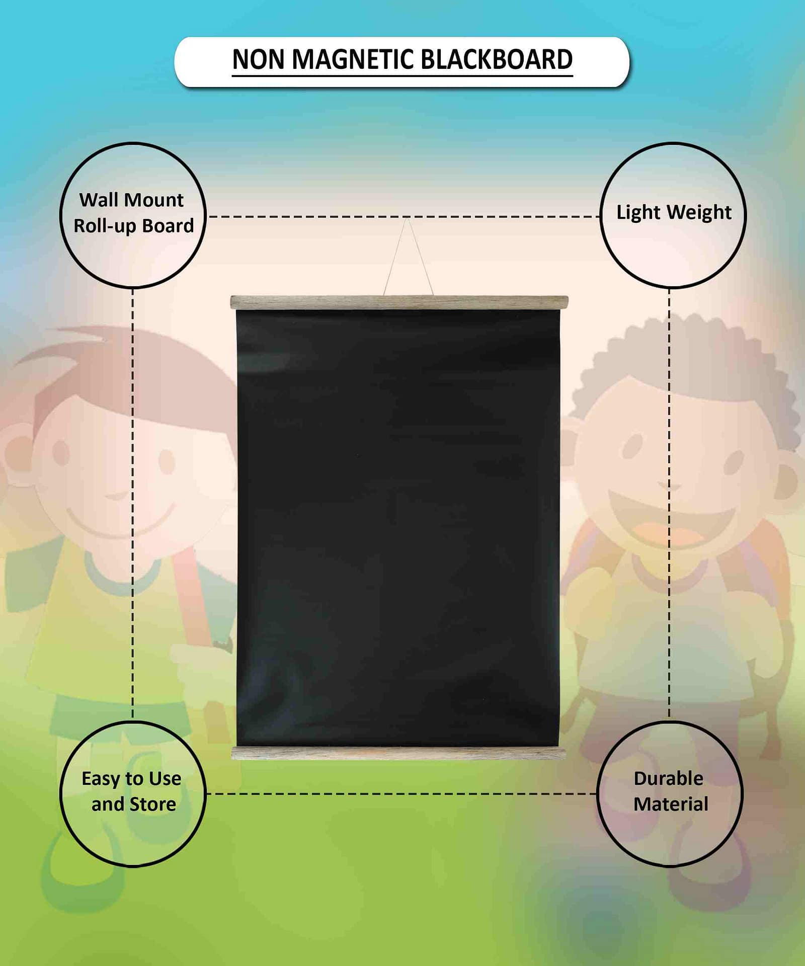 Roll up Black Board/Chalk Board for Teaching with Wall Hanging for Kids ...